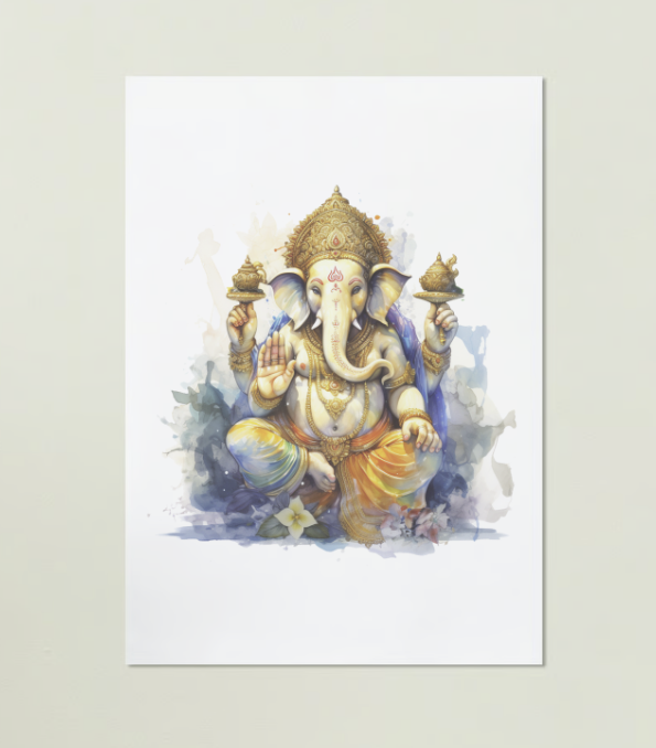 Lord Ganesha vintage an art print by